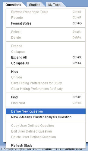 Creating a user defined question - mtab wikisupport